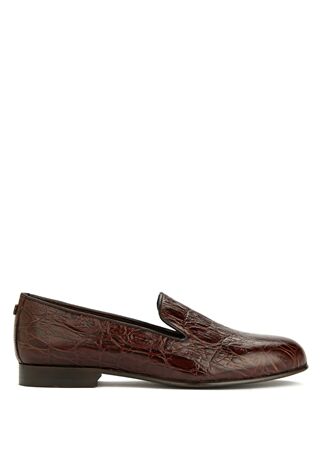 George Hogg Kadın Kaverengi Baskılı Erkek Deri Loafer 36 EU