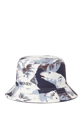 Kenzo Erkek Lacivert Baskılı Çift Taraflı Bucket Şapka EU Kenzo Erkek Lacivert Baskılı Çift Taraflı Bucket Şapka EU
