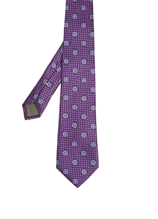 Canali Erkek Mor Mikro Geometrik Desenli İpek Kravat EU Canali Erkek Mor Mikro Geometrik Desenli İpek Kravat EU