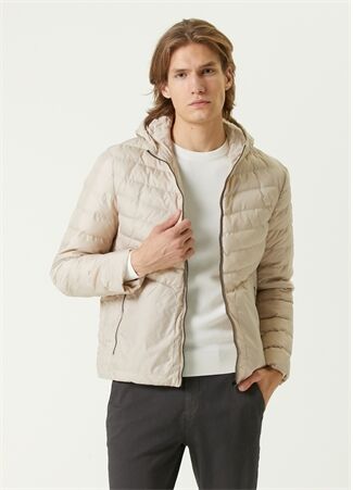 Beymen Club Erkek Bej Kapüşonlu Puff Mont Gri XS EU