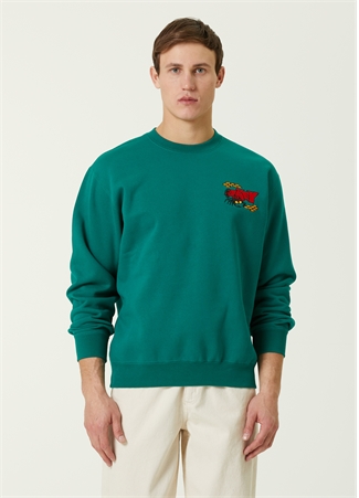 Obey Erkek Yeşil Logo Detaylı Sweatshirt S EU