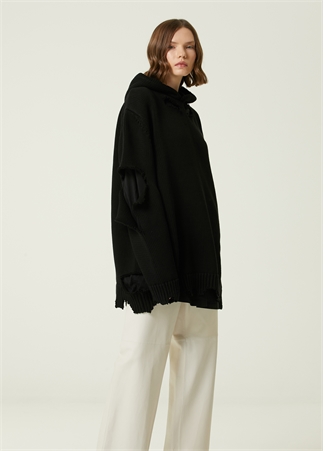 Balenciaga Kadın Oversize Siyah Kapüşonlu Yıpratmalı Sweatshirt S EU Balenciaga Kadın Oversize Siyah Kapüşonlu Yıpratmalı Sweatshirt S EU