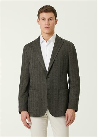 Boglioli Erkek Kahverengi Çizgi Desenli Ceket 52 IT
