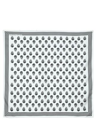 Alexander McQueen Kadın Beyaz Kurukafa Desenli 90x90 cm İpek Eşarp EU