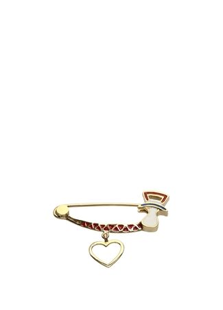 Collection Kadın Kalp Figürlü Sallantılı Altın Rengi Broş EU