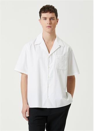 Valentino Erkek Beyaz Dantel Garnili Gömlek 46 IT