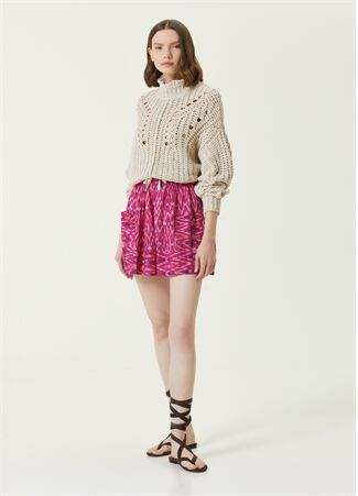 Etoile Isabel Marant Kadın Ledoria Şeftali Desenli Şort Pembe 36 FR