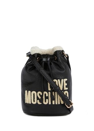 Love Moschino Kadın Siyah Logolu Büzgülü Çanta EU