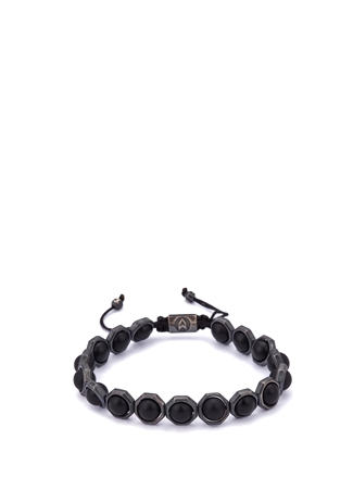 AtolyeWolf Erkek Oksit Gümüş Rengi Shamballa Bileklik Siyah EU AtolyeWolf Erkek Oksit Gümüş Rengi Shamballa Bileklik Siyah EU