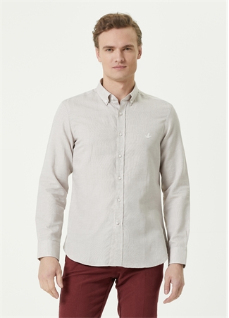 Beymen Club Erkek Slim Fit Bej Düğmeli Yaka Gömlek Beyaz S EU Beymen Club Erkek Slim Fit Bej Düğmeli Yaka Gömlek Beyaz S EU