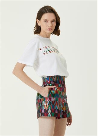Valentino Kadın Beyaz İşlemeli Logolu T-shirt S EU