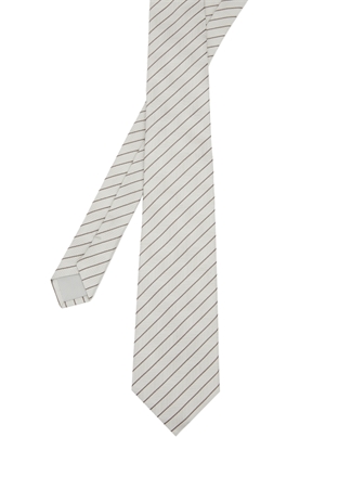 Tino Cosma Erkek Gri Verev Çizgili İpek Kravat EU Tino Cosma Erkek Gri Verev Çizgili İpek Kravat EU
