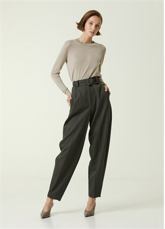 Joseph Kadın Yeşil Kemerli Bol Yün Pantolon 34 FR