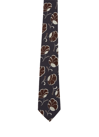 Pal Zileri Erkek Lacivert Çiçek Desenli İpek Kravat EU