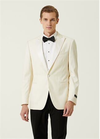 Pal Zileri Erkek Beyaz Kırlangıç Yaka Yün Ceket 48 IT