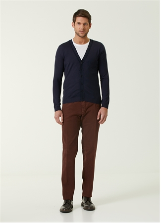 Pal Zileri Erkek Kahverengi Normal Bel Dar Paça Pantolon 54 IT