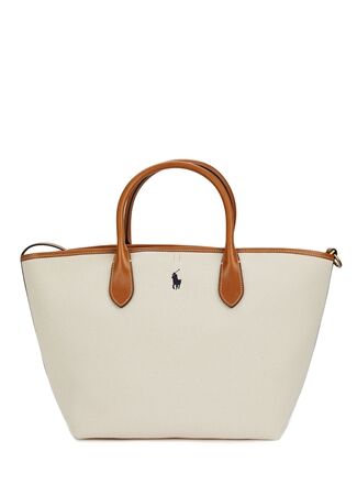 Polo Ralph Lauren Kadın Krem Logolu Alışveriş Çantası Kahverengi EU