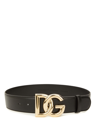 Dolce&Gabbana Kadın Siyah Gold Logolu Deri Kemer 75 EU Dolce&Gabbana Kadın Siyah Gold Logolu Deri Kemer 75 EU