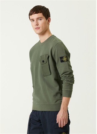 Stone Island Erkek Haki Bisiklet Yaka Cepli Sweatshirt S EU Stone Island Erkek Haki Bisiklet Yaka Cepli Sweatshirt S EU