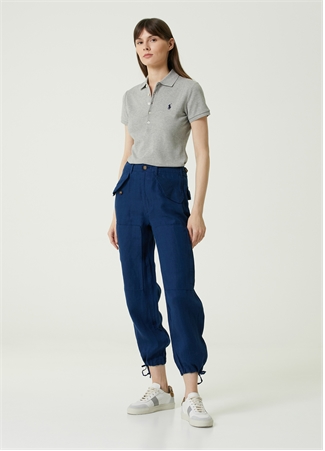 Polo Ralph Lauren Kadın Lacivert Keten Kargo Pantolon 4 US
