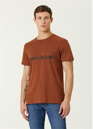 CK Jeans Erkek Kahverengi Logo Detaylı T-shirt S EU CK Jeans Erkek Kahverengi Logo Detaylı T-shirt S EU