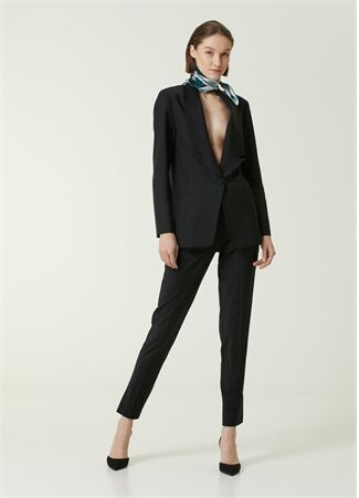 Feel The Lotus Kadın Siyah Boru Paça Yün Pantolon 36 EU