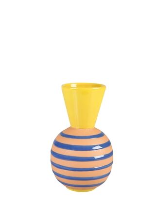 Room Diaries Happy Çizgili Seramik Vazo Çok Renkli