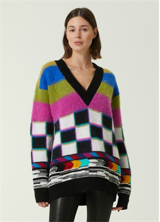 Dolce&Gabbana Kadın Colorblocked Karışık Geometrik Desenli Kazak 42 IT