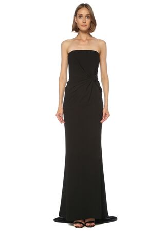 6Arlington Kadın Siyah Straplez Maksi Abiye Elbise 8 US