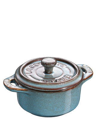 Staub Mini Cocotte Antik Turkuaz Seramik Ten Rengicere Mavi Staub Mini Cocotte Antik Turkuaz Seramik Ten Rengicere Mavi