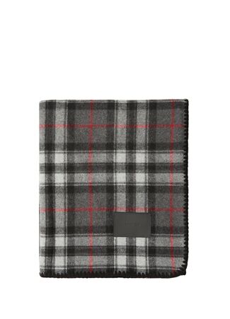 Beymen Hediye Siyah Gri Ekose Jakarlı Battaniye