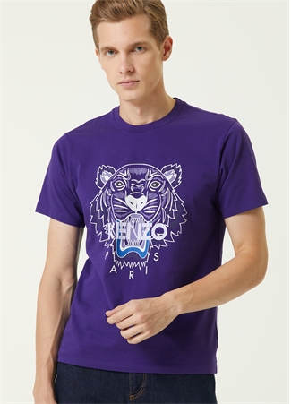 Kenzo Erkek Mor Logo Baskılı T-shirt S EU