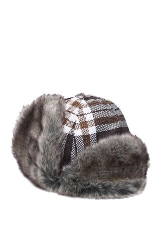 Starling Kadın Kahverengi Shearlingli Ekose Desenli Bere EU Starling Kadın Kahverengi Shearlingli Ekose Desenli Bere EU