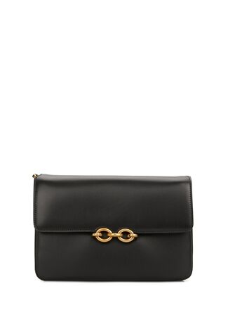 Kadın Le Maillon Siyah Deri Omuz Çantası EU