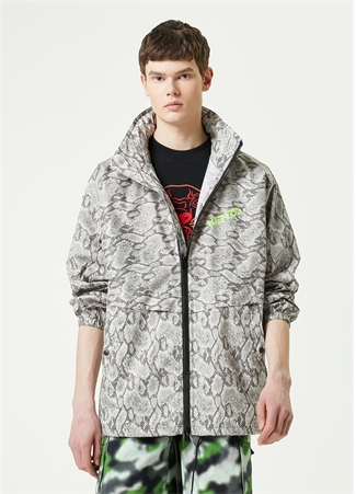 Kenzo Erkek Bej Kapüşonlu Yılan Desenli Mont S EU Kenzo Erkek Bej Kapüşonlu Yılan Desenli Mont S EU