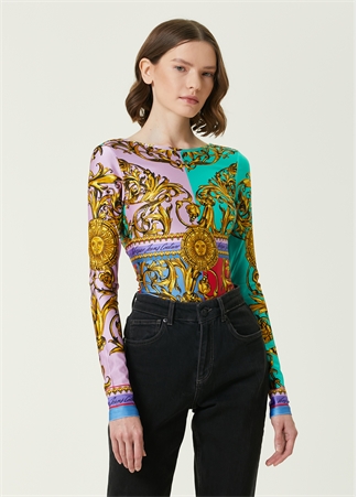 Versace Jeans Couture Kadın Turkuaz Sırt Detaylı Barok Desenli Body 38 It Versace Jeans Couture Kadın Turkuaz Sırt Detaylı Barok Desenli Body 38 It