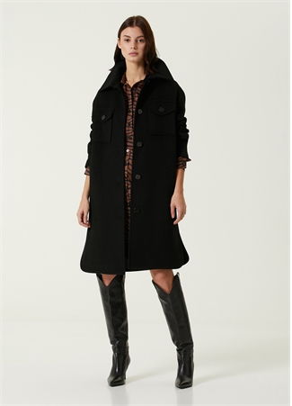 Network Kadın Regular Fit Siyah Yün Kaban XL EU Network Kadın Regular Fit Siyah Yün Kaban XL EU