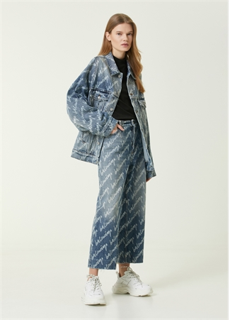 Balenciaga Kadın Mavi Logo Desenli Jean Pantolon 26 US