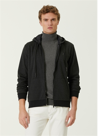 Beymen Club Erkek Siyah Kapüşonlu Çizgi Desenli Logolu Sweatshirt S Beymen Club Erkek Siyah Kapüşonlu Çizgi Desenli Logolu Sweatshirt S