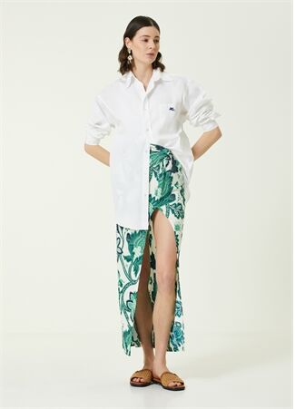 Etro Kadın Yeşil Çiçekli Yırtmaçlı Midi Etek 38 It