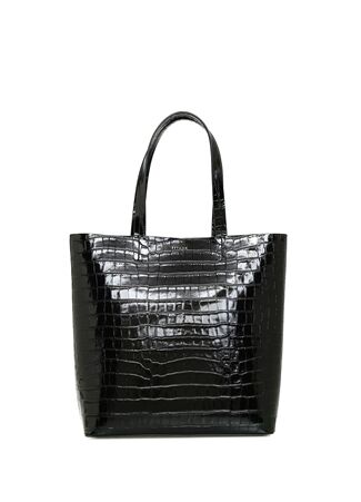 Beymen Kadın Siyah Krokodil Dokulu Deri Alışveriş Çantası EU