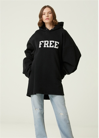 Balenciaga Kadın Oversize Siyah Kapüşonlu Yazı Detaylı Sweatshirt S EU Balenciaga Kadın Oversize Siyah Kapüşonlu Yazı Detaylı Sweatshirt S EU