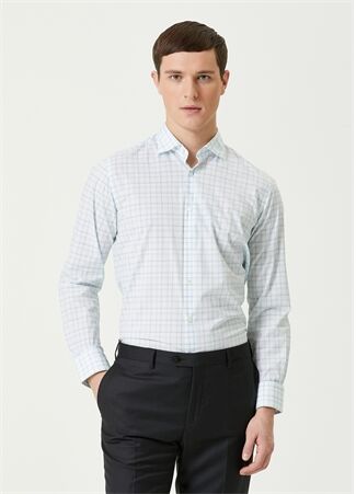Pal Zileri Erkek Mavi Ekose Desenli Gömlek 42 IT Pal Zileri Erkek Mavi Ekose Desenli Gömlek 42 IT