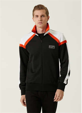 Valentino Erkek Colorblocked Logolu Sweatshirt Turuncu XL EU