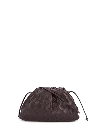 Bottega Veneta Kadın Mini Pouch Mor Deri Omuz Çantası EU Bottega Veneta Kadın Mini Pouch Mor Deri Omuz Çantası EU