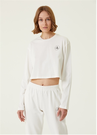Dahlia Bianca Kadın Beyaz Bisiklet Yaka Uzun Kol Crop T-shirt XS EU Dahlia Bianca Kadın Beyaz Bisiklet Yaka Uzun Kol Crop T-shirt XS EU