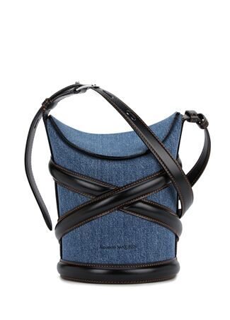 Alexander McQueen Kadın Mavi Denim Omuz Çantası EU