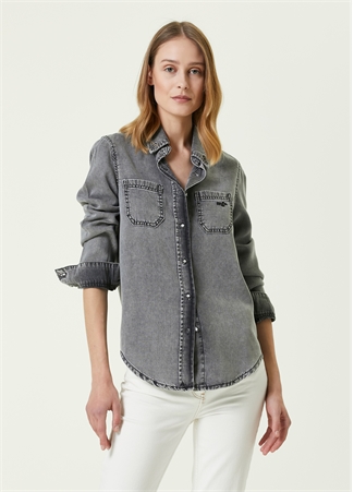 Muse For All Kadın Melly Antrasit Çift Cepli Denim Gömlek Gri 34 EU Muse For All Kadın Melly Antrasit Çift Cepli Denim Gömlek Gri 34 EU