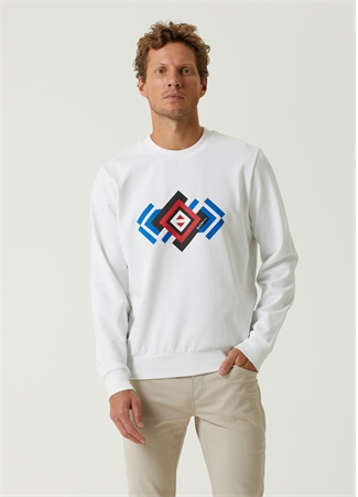 Canali Erkek Beyaz Bisiklet Yaka Baskılı Sweatshirt 54 IT Canali Erkek Beyaz Bisiklet Yaka Baskılı Sweatshirt 54 IT