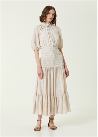 Significant Other Kadın Bej Dik Yaka Ekoseli Büzgülü Midi Elbise 4 Us Significant Other Kadın Bej Dik Yaka Ekoseli Büzgülü Midi Elbise 4 Us